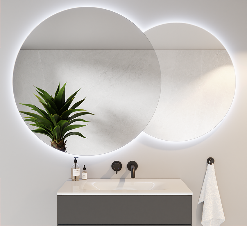 LUSTRO OKRĄGŁE PODWÓJNE LED LILA | Lustra \ Lustra Okrągłe \ Lustro LED ...