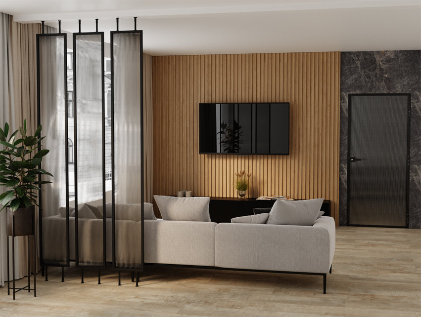 Parawan Ścianka Działowa Szklana Flutez 30x268 30 cm | Pozostałe ...