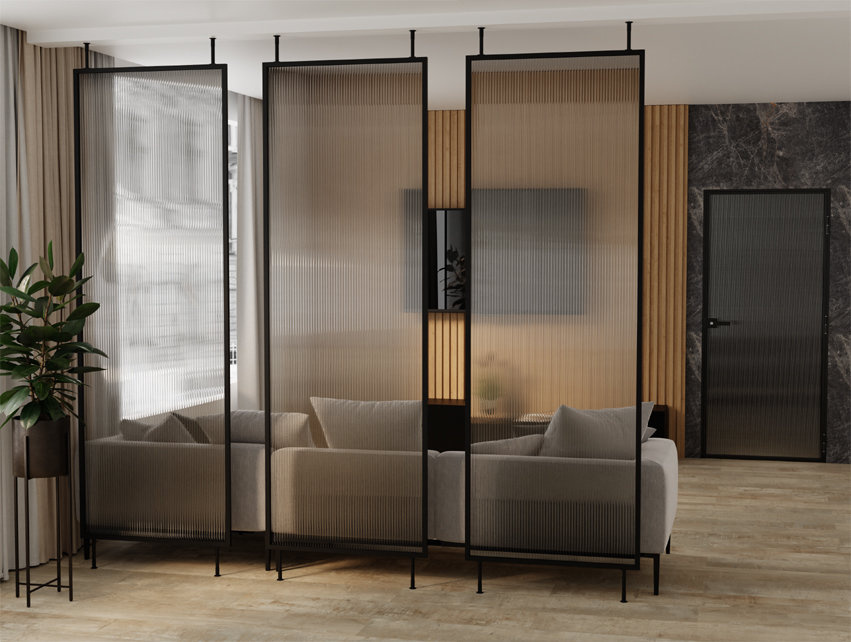 Parawan Ścianka Działowa Szklana Flutez 75x268 75 cm | Pozostałe ...