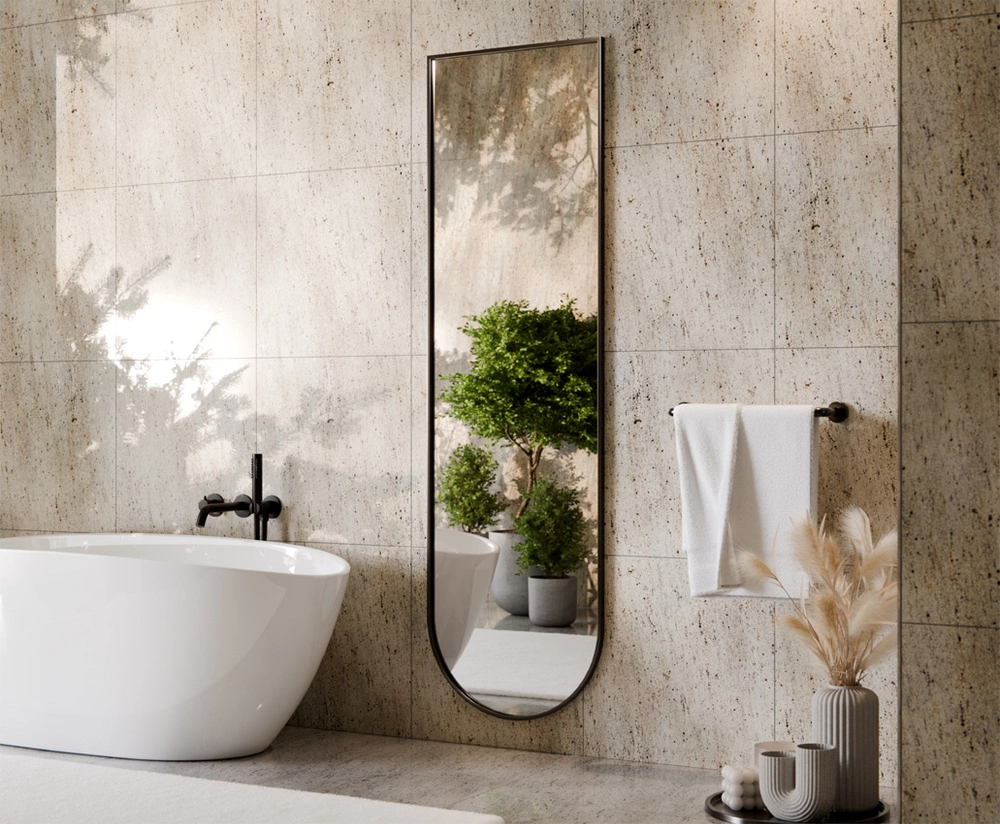 LUSTRO PÓŁOWALNE WISZĄCE CZARNA RAMA ALUMINIOWA AURORA | Lustra ...