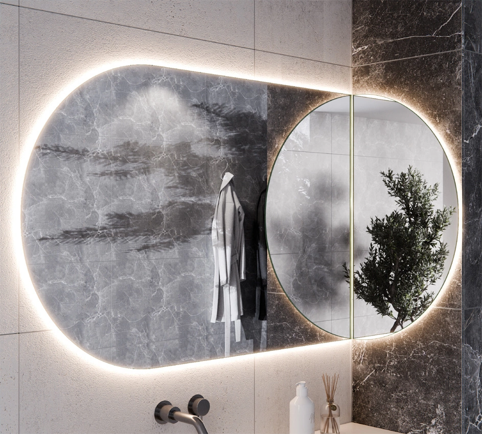 MIRROR ROUNDED CORNERS SANDBLASTED LED OSKAR | Mirrors \ Other Shapes ...