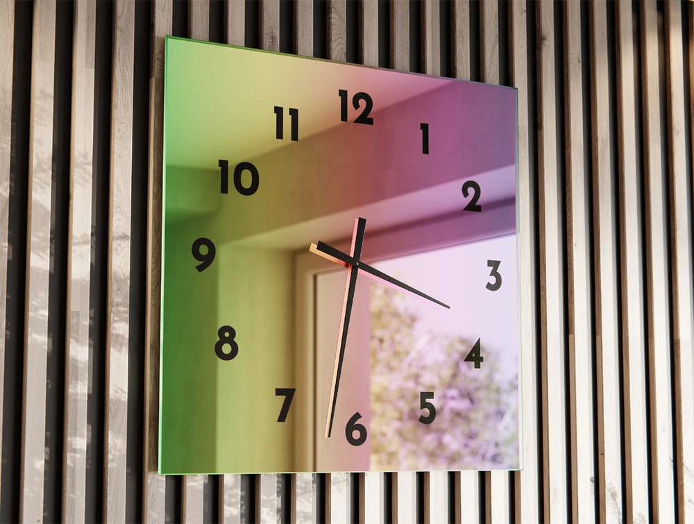 Zegar Kwadrat Rainbow D4 Lustro Wskazówki Czarne | Zegary | GALAKOR